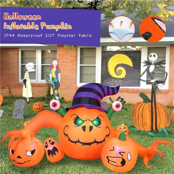 Holiday | 8ft Long Halloween Inflatable Outdoor Decor Pumpkin With ...